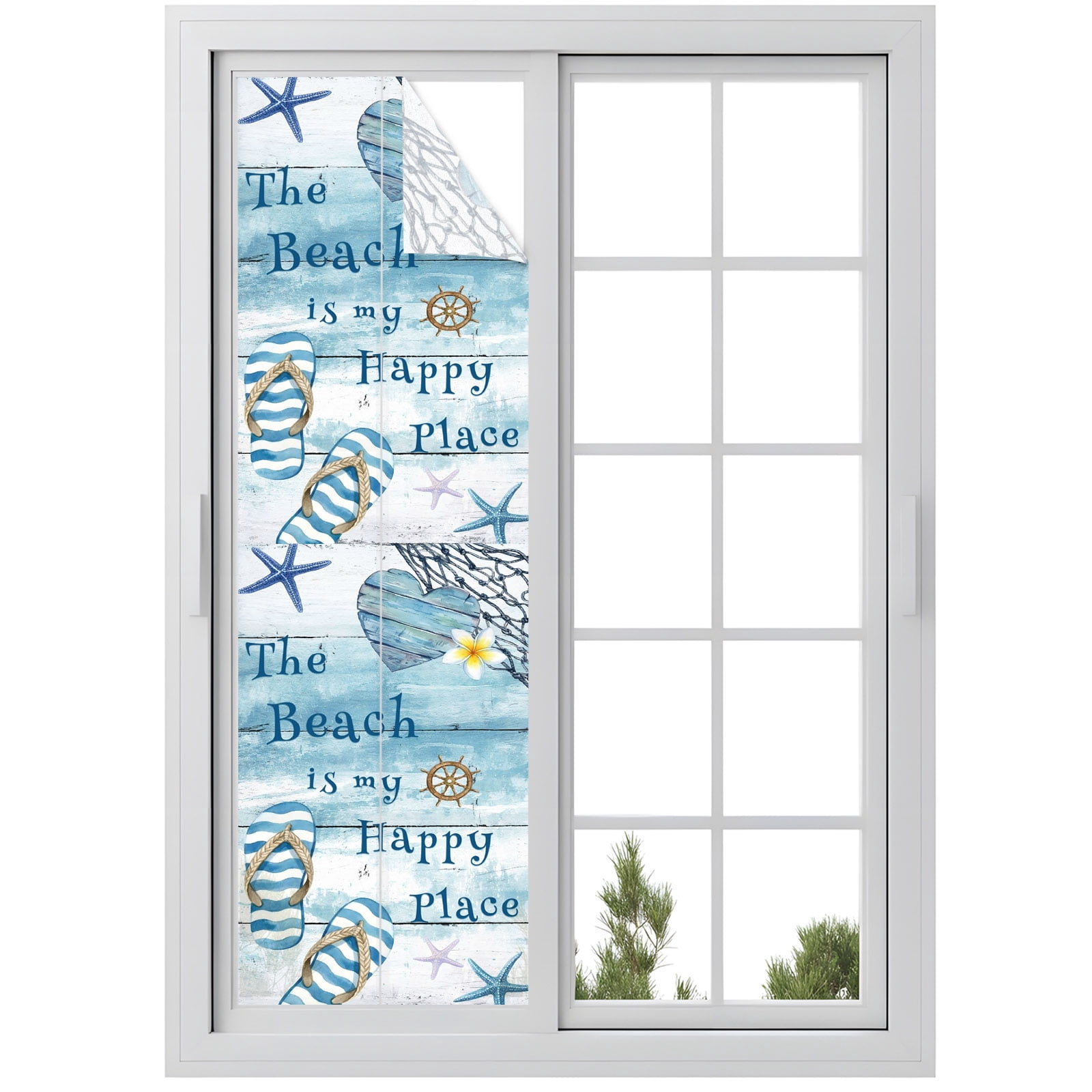 The Beach Is My Happy Place Window Privacy Film, Summer Ocean Blue ...