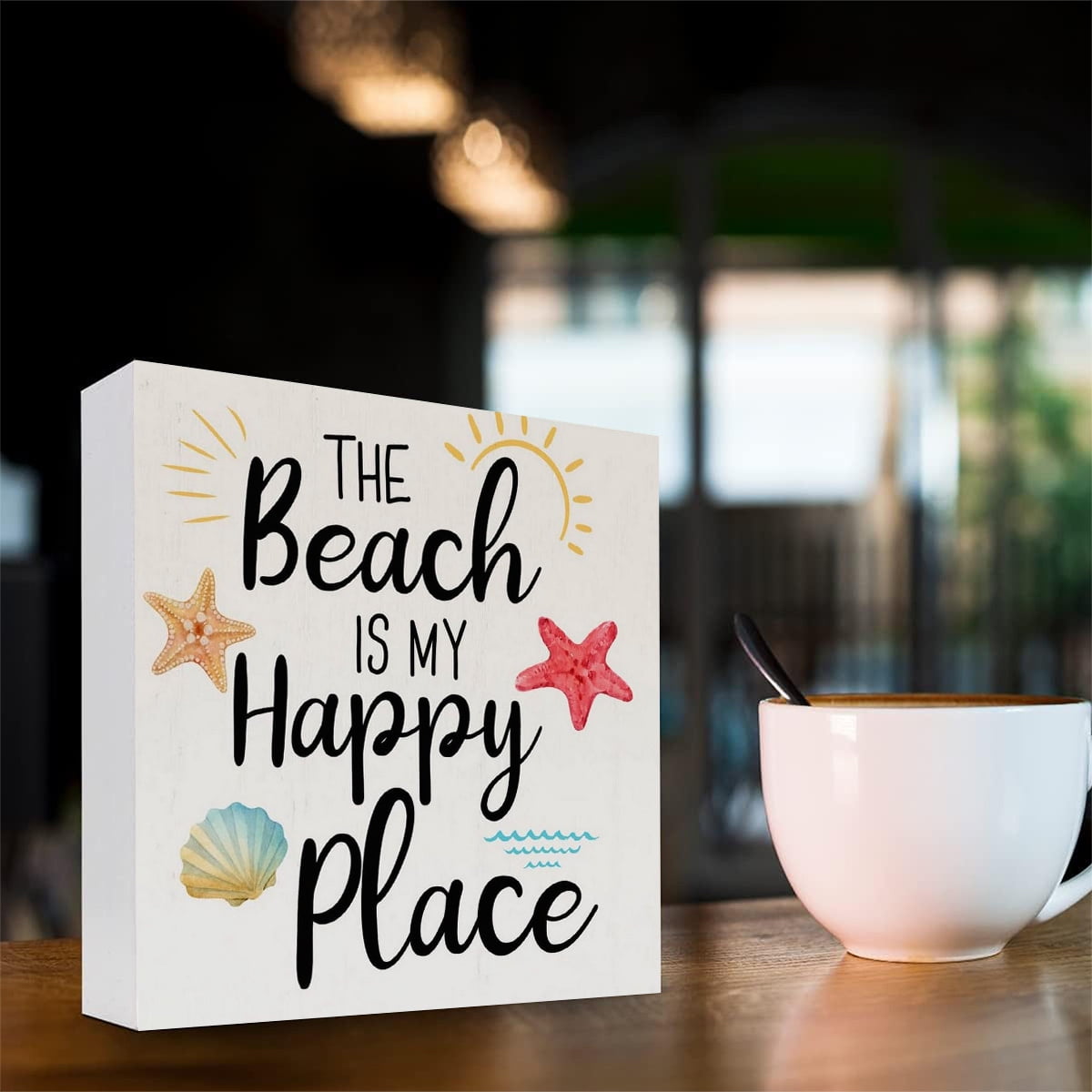 The Beach is My Happy Place Wooden Box Sign - Rustic Farmhouse Decor ...