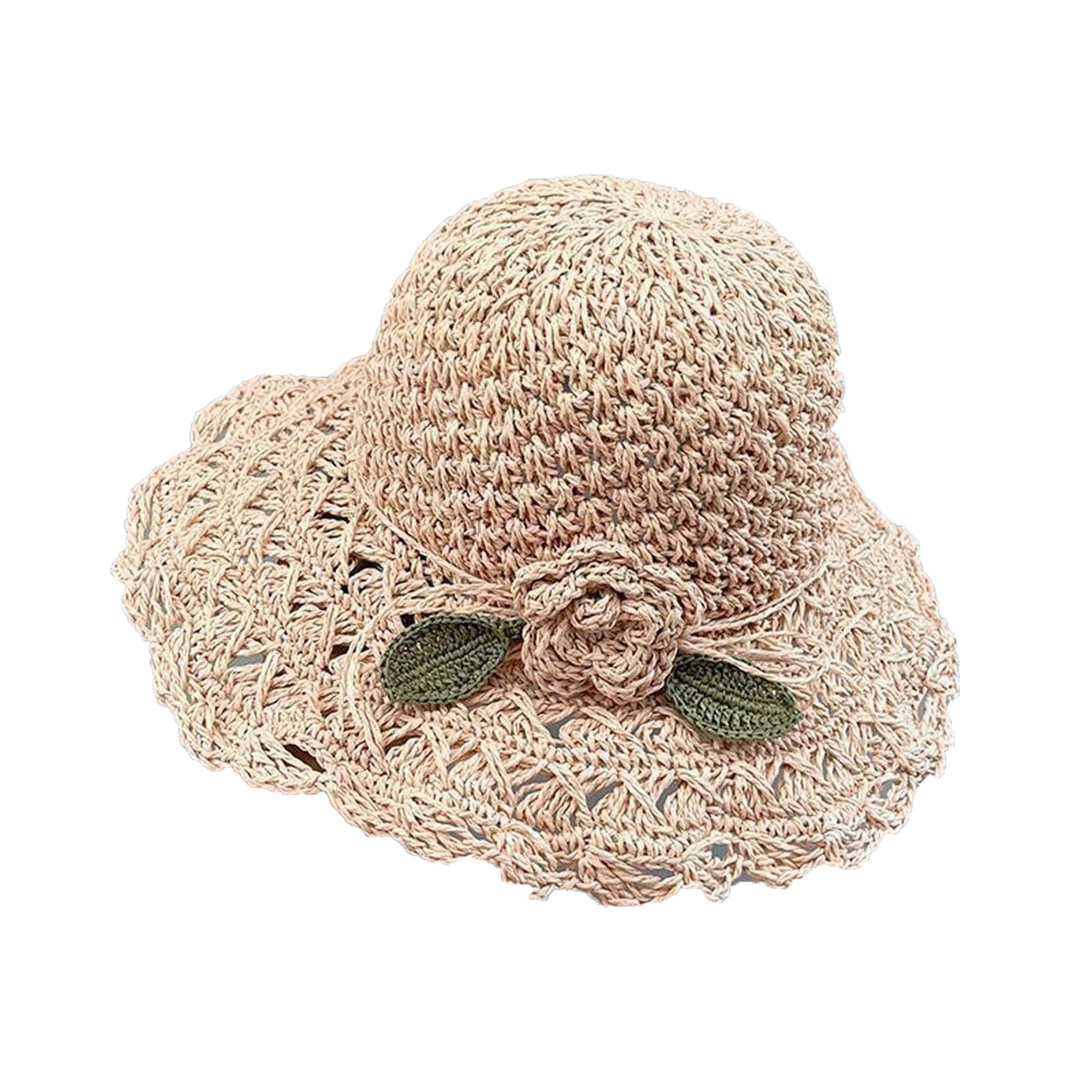 Beach Hats for Women, Audhol Elegant Crochet Hat with Ruffle Detail ...