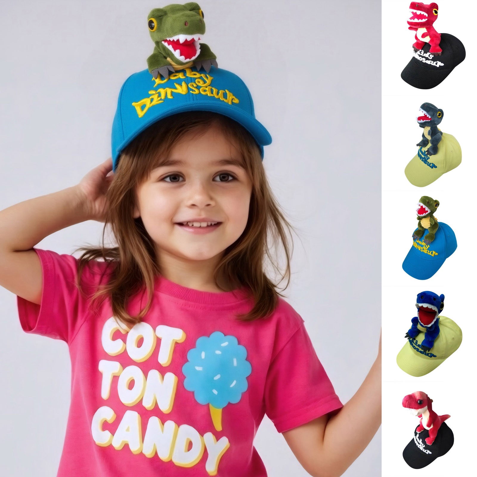 Beach Hats for Women Kids T Rex Dinosaur Plush Snapback Baseball Cap ...
