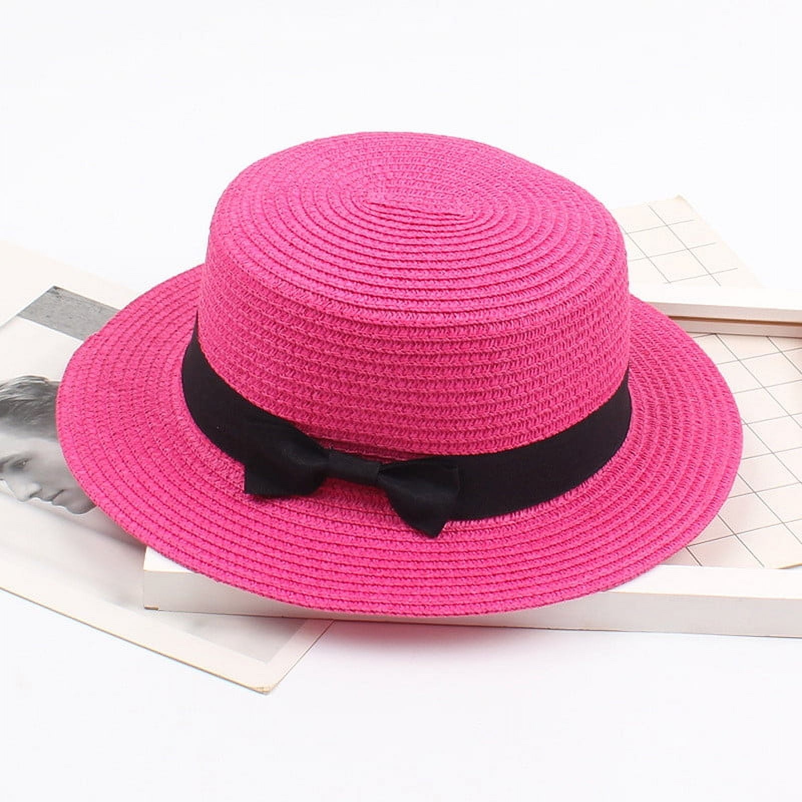 Beach Hats for Women, Pink Solid Beach Sun Top Hat Summer Visor Sun ...