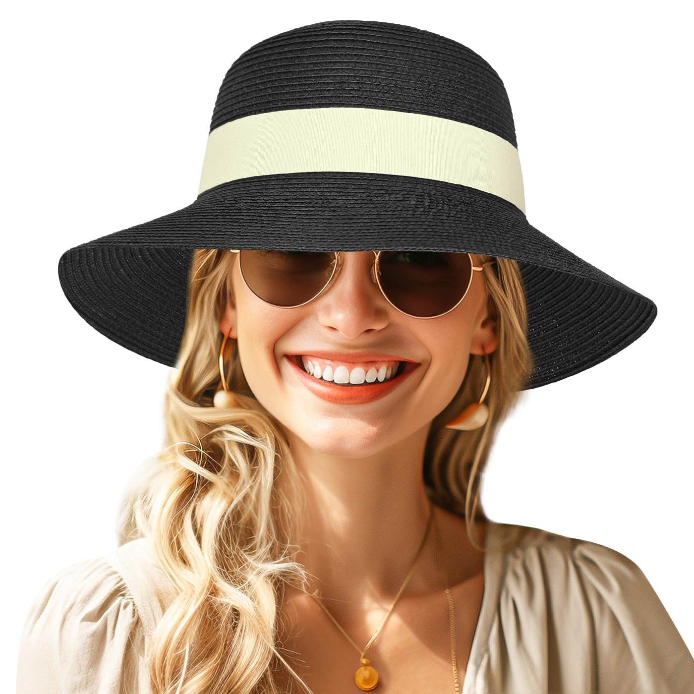 Beach Hats for Women, Sun Hats for Women Straw Hat, UPF 50+ UV ...