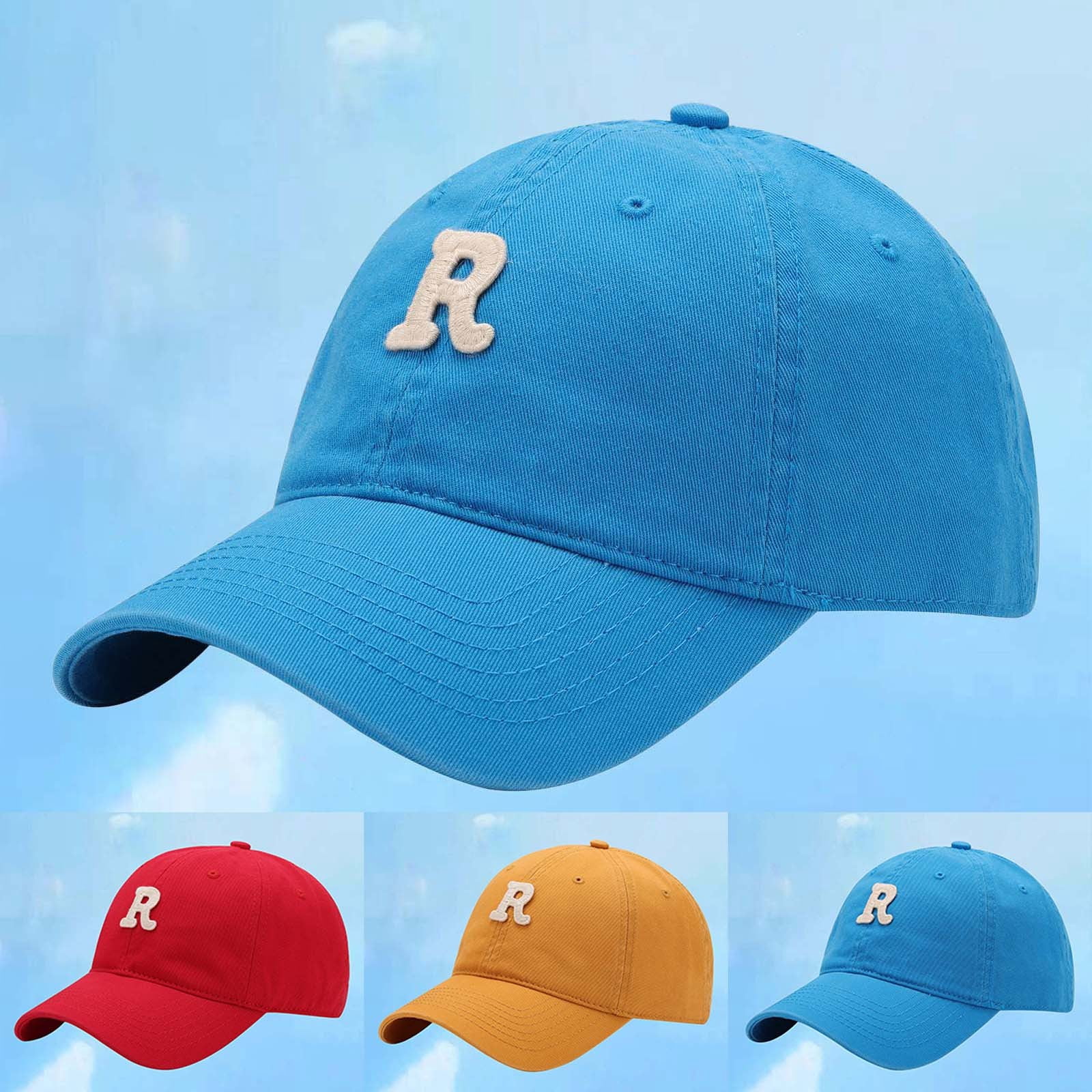Beach Hats for Women Unisex R Letter Embroidered Curved Brim Baseball ...