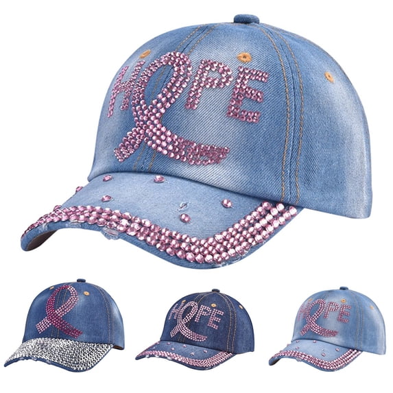 Beach Hats for Women Women Rhinestone Alphabet Print Cancer Awareness ...