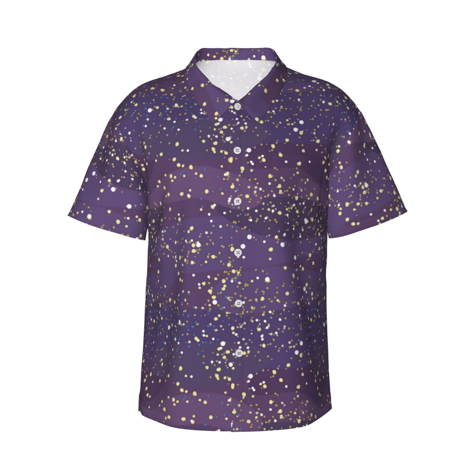 Beach Hawaiian Shirt for Men with Pocket Cosmos Starry sky shiny Short ...