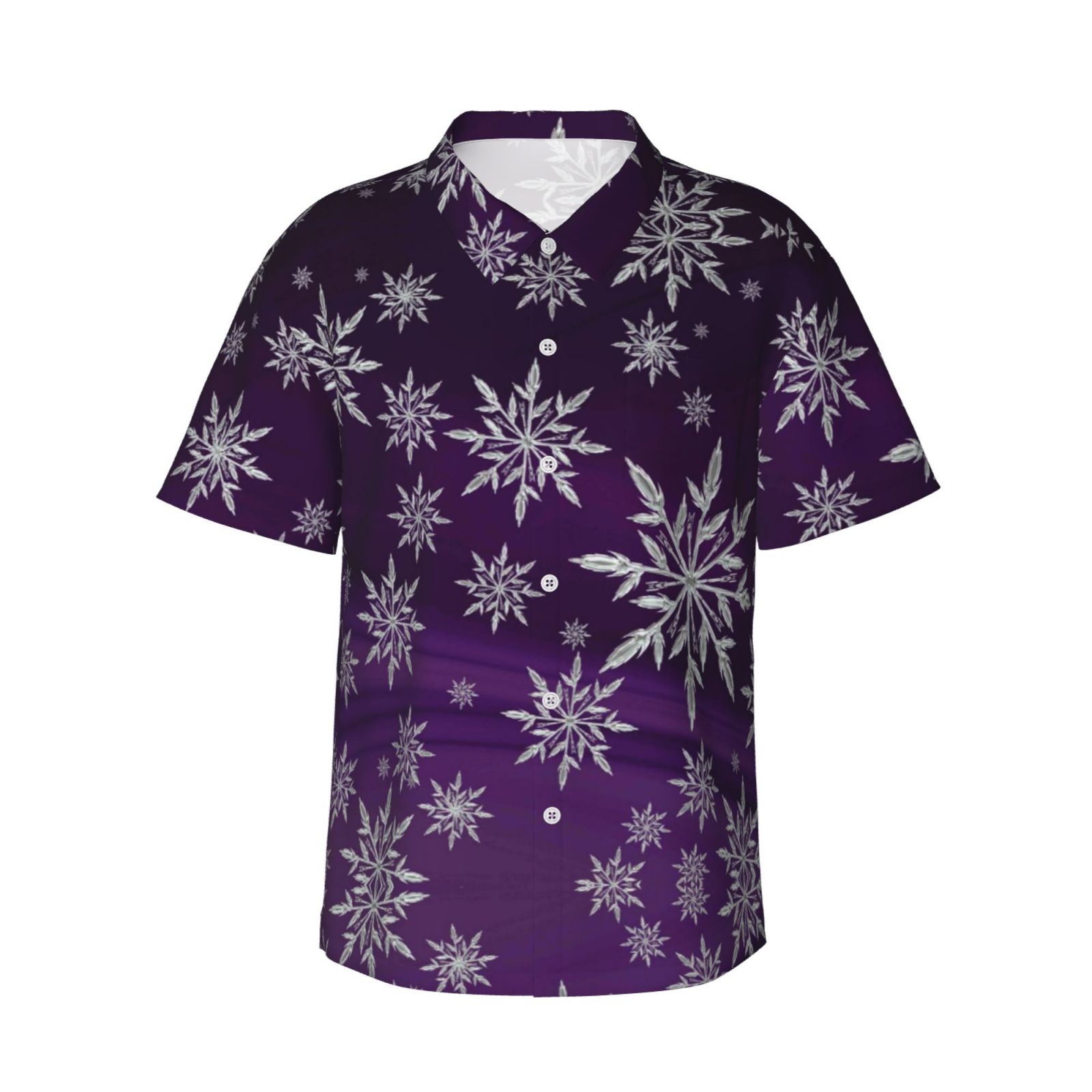 Beach Hawaiian Shirt for Men with Pocket Snowflake Gradient Purple ...