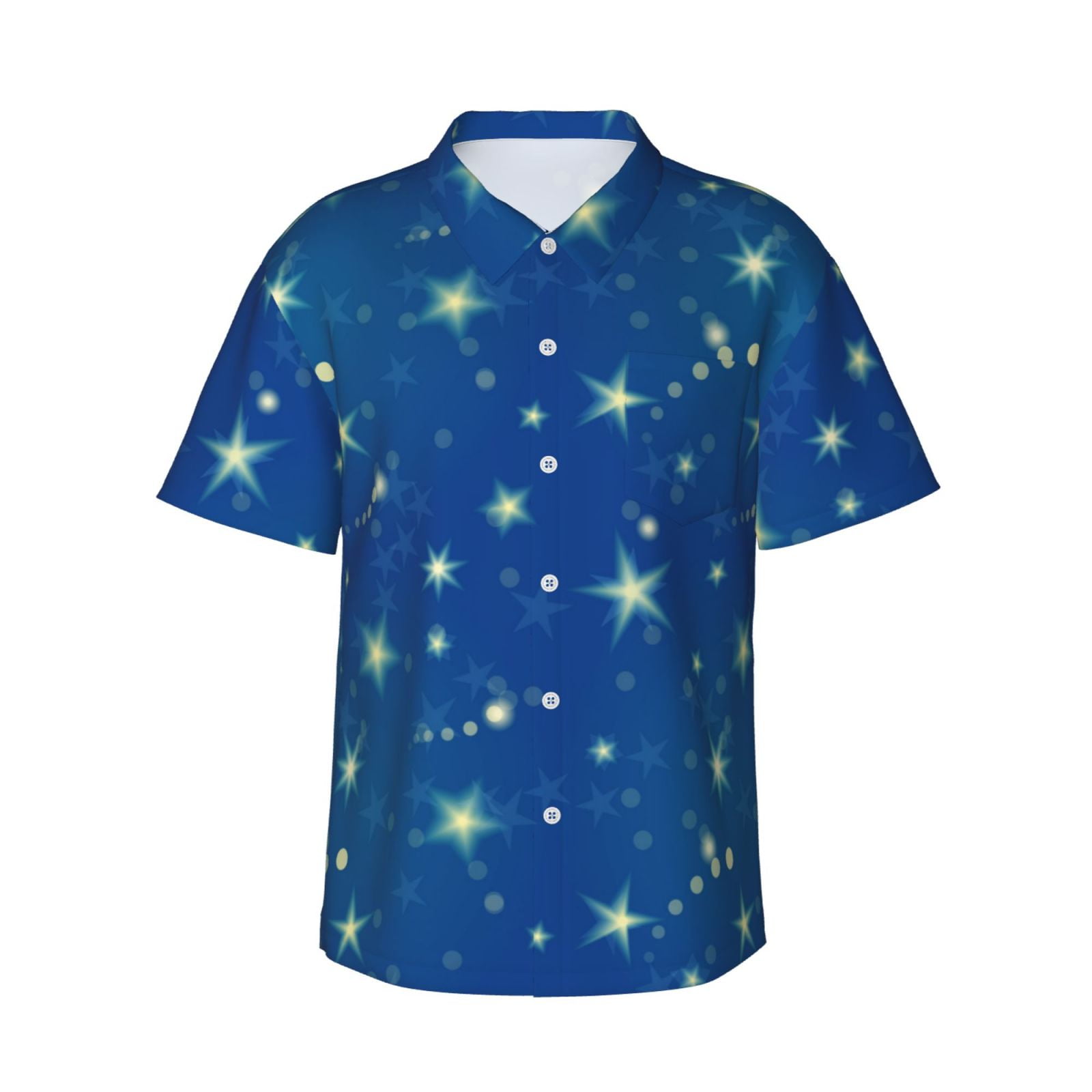 Beach Hawaiian Shirt for Men with Pocket aesthetic shiny stars night ...