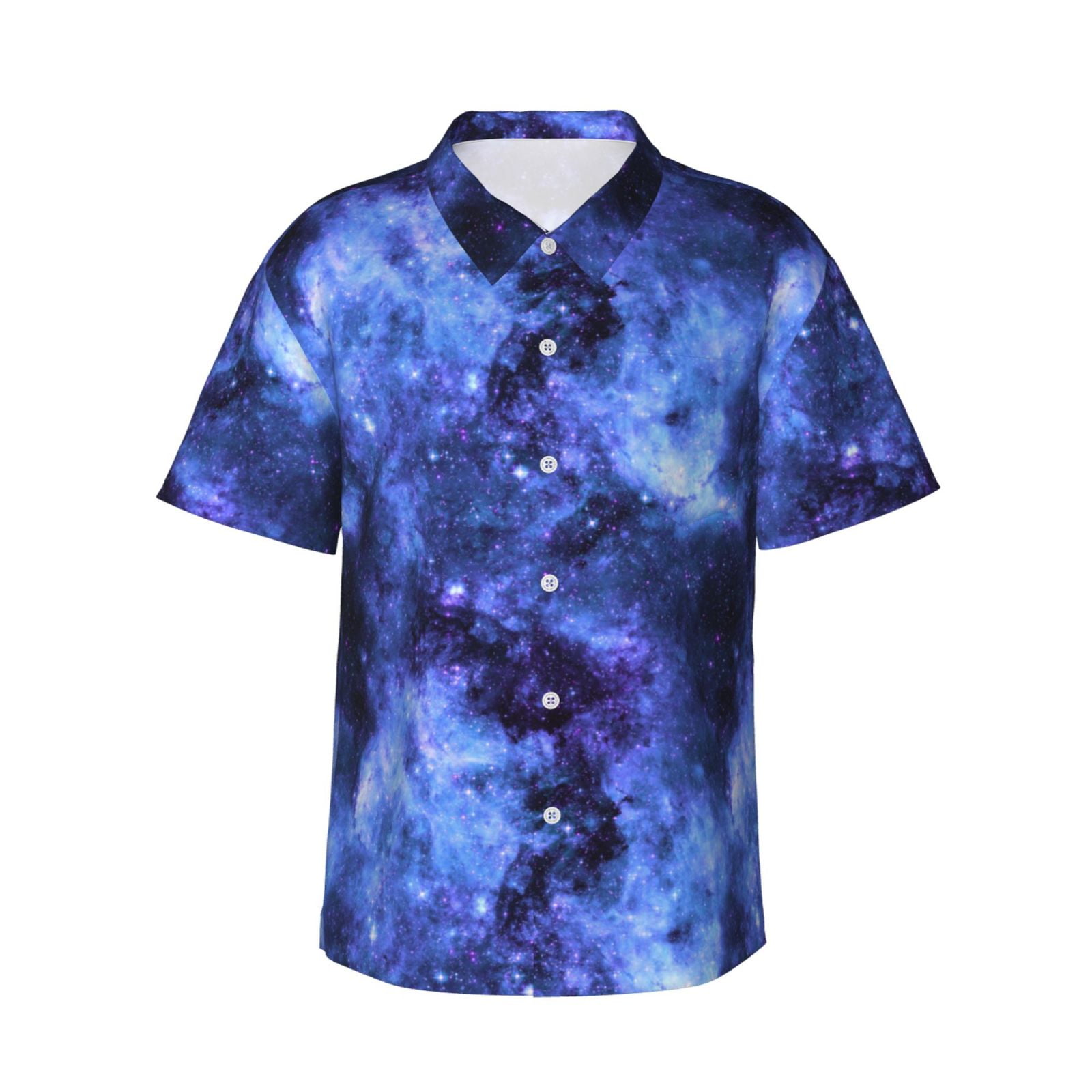 Beach Hawaiian Shirt for Men with Pocket blue Starry sky Violet ...