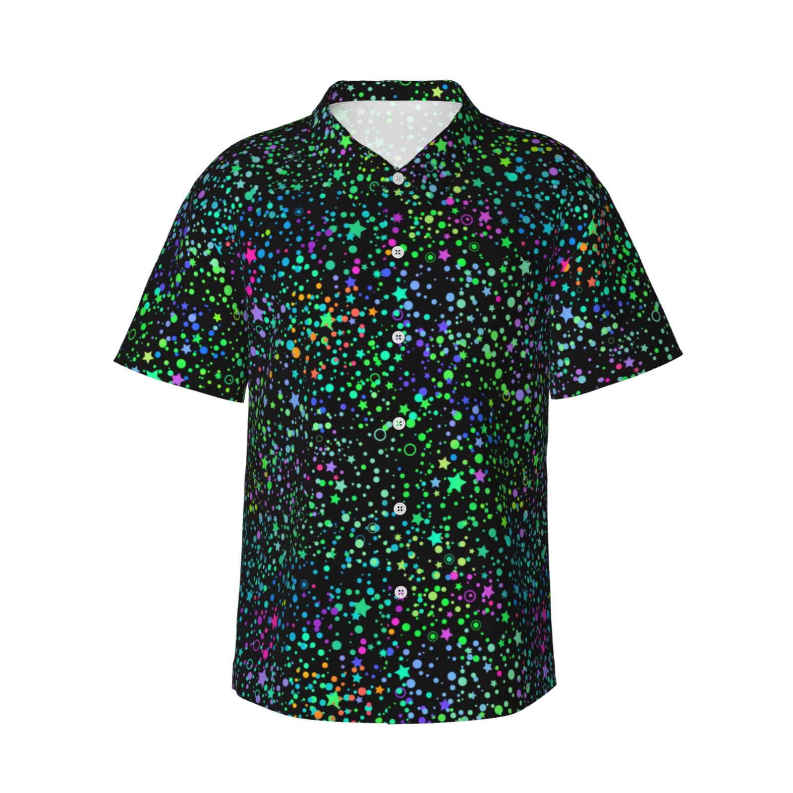 Beach Hawaiian Shirt for Men with Pocket multicolored cosmic starry sky ...