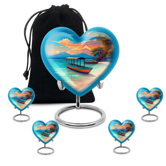 Beach Heart Cremation Urn for Adults, Beautiful Decorative Memorial ...
