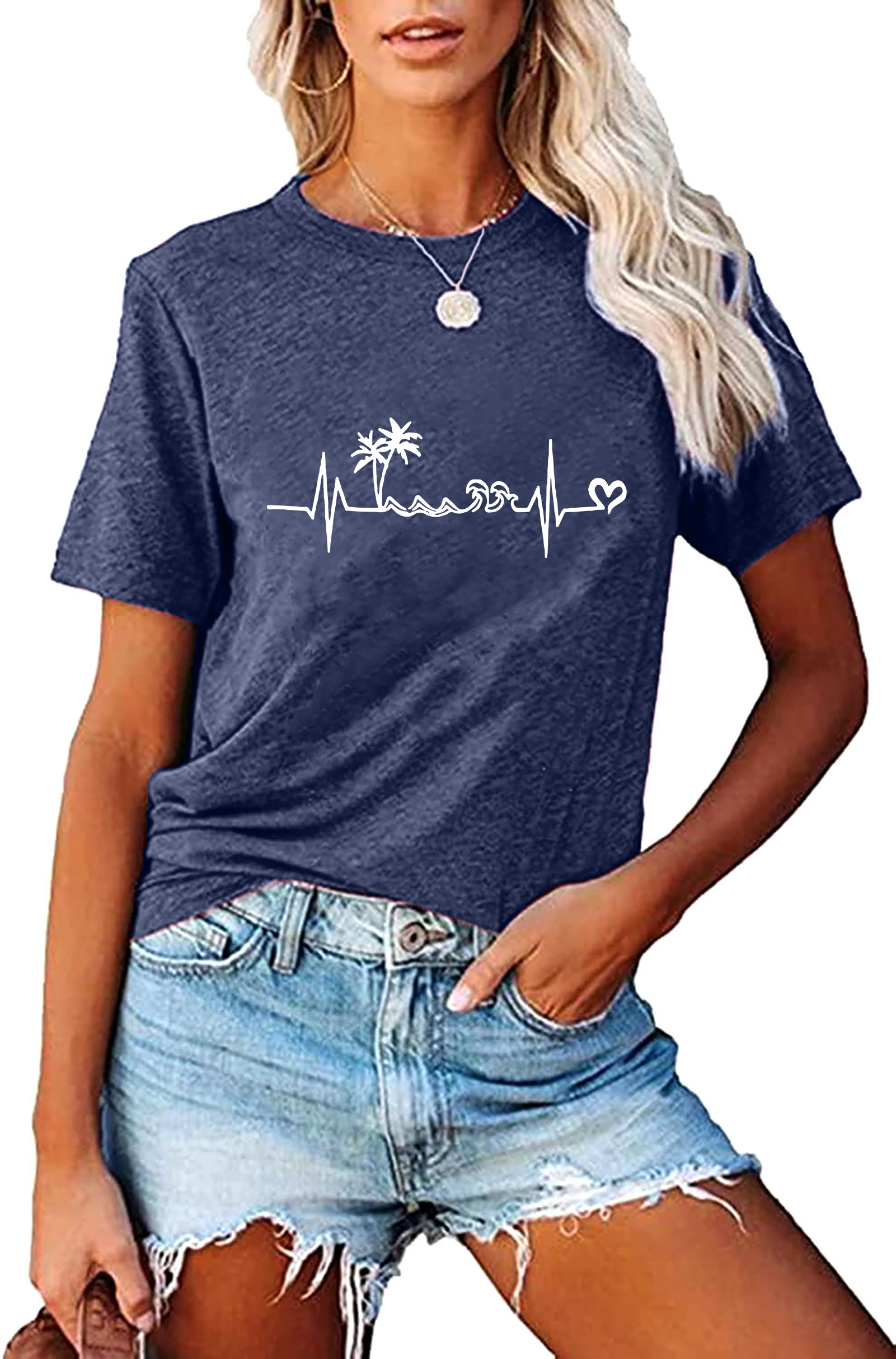 Summer Short Sleeve T Shirt for Women Casual Sunflower Print Top Ladies ...