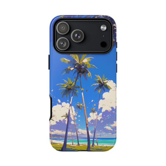 Beach Horizon Palm Trees Painted Abstract Scene Case with iPhone 17 to ...
