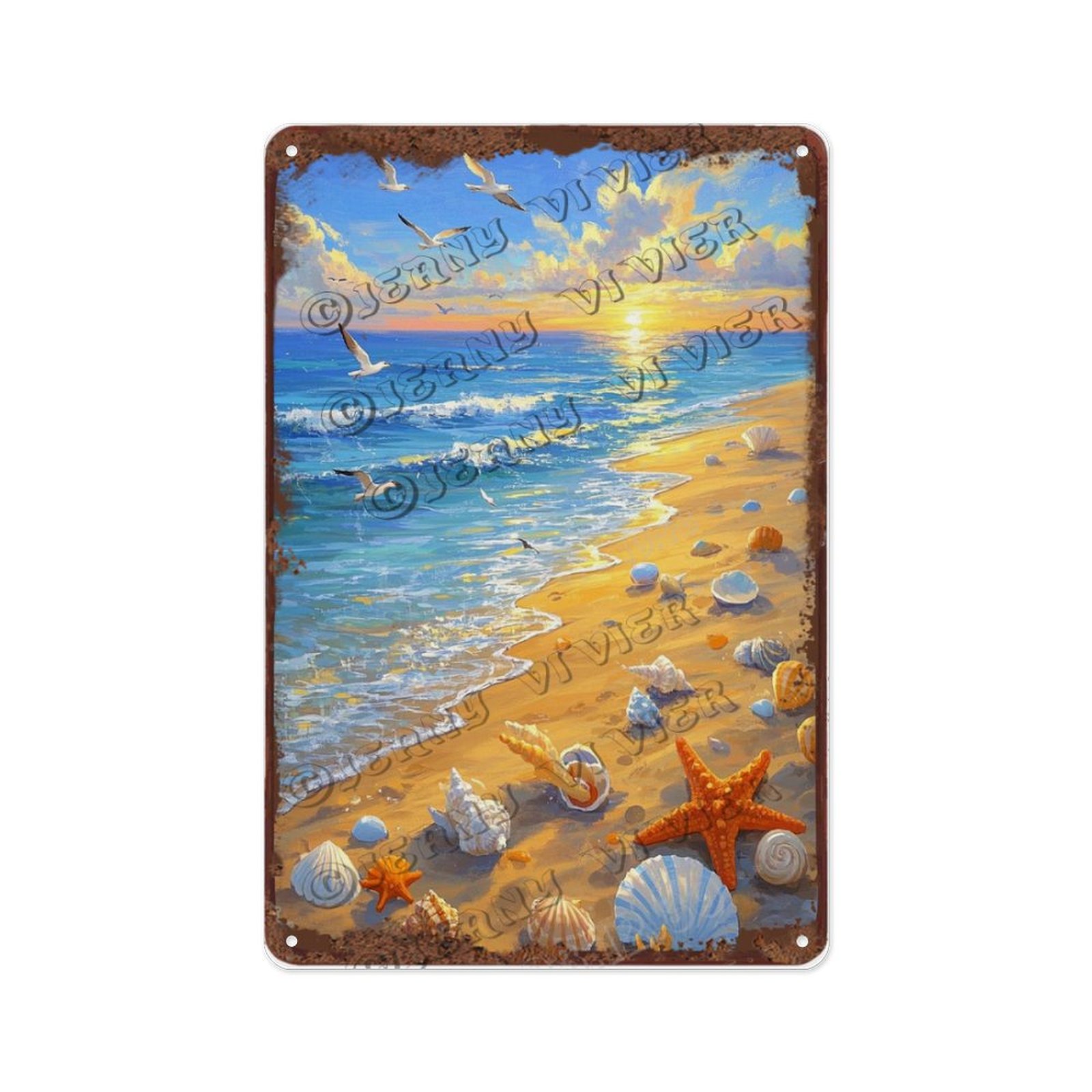 Beach House Decor Vintage Shell Tin Sign 8x12 Inch Ocean Theme Wall Art ...