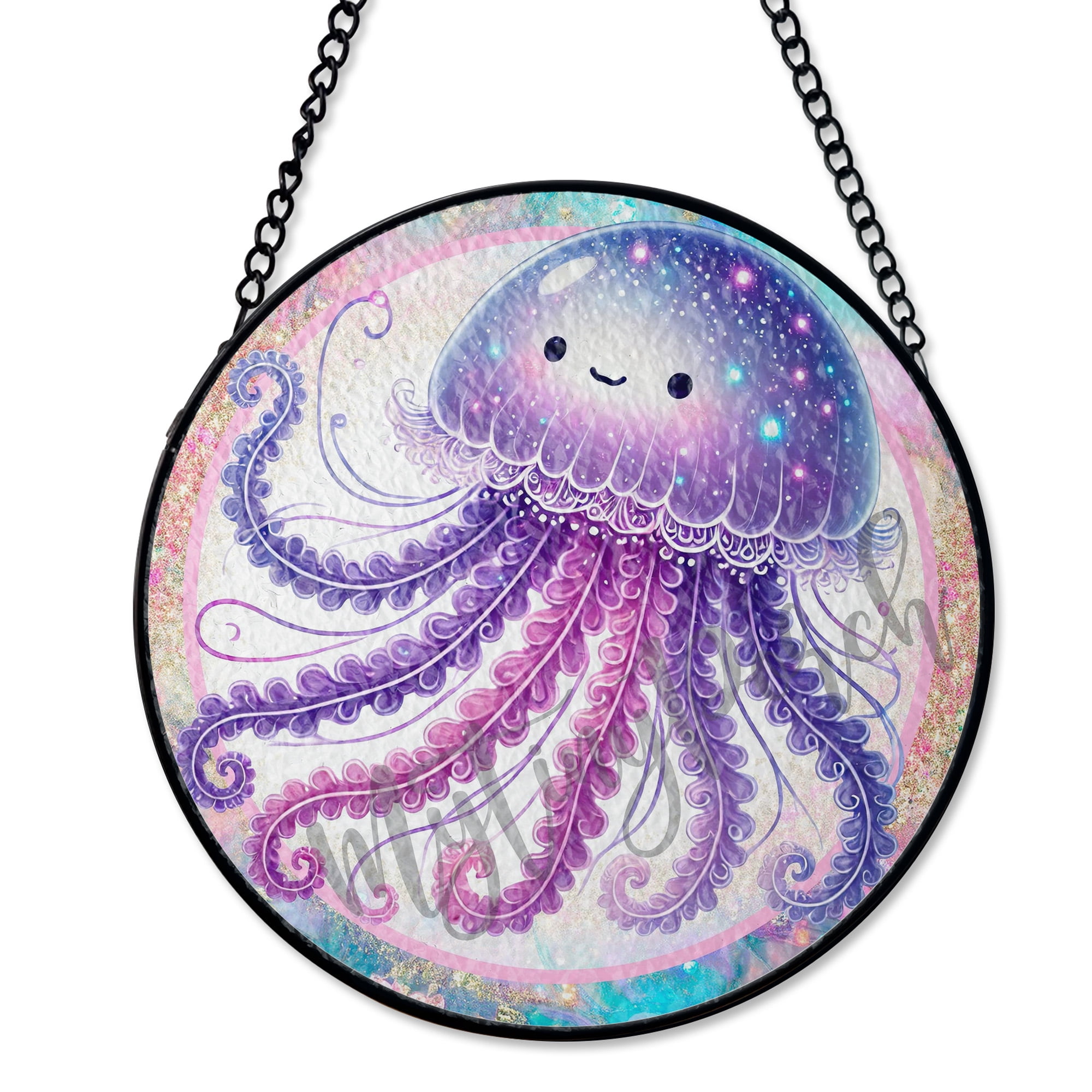 Beach House Jellyfish Ocean Suncatcher Stained Glass Style, UV Printed ...