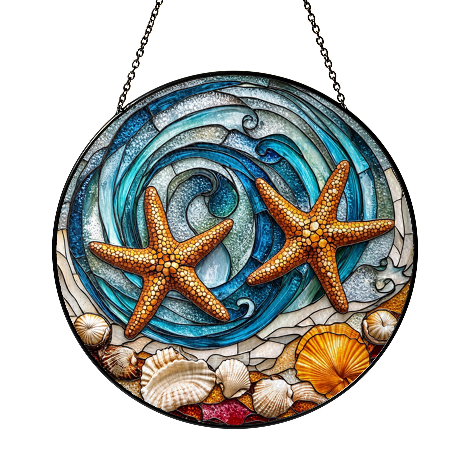 Beach House Marine Stained Glass Window Hanging, Decorative Glass Style ...