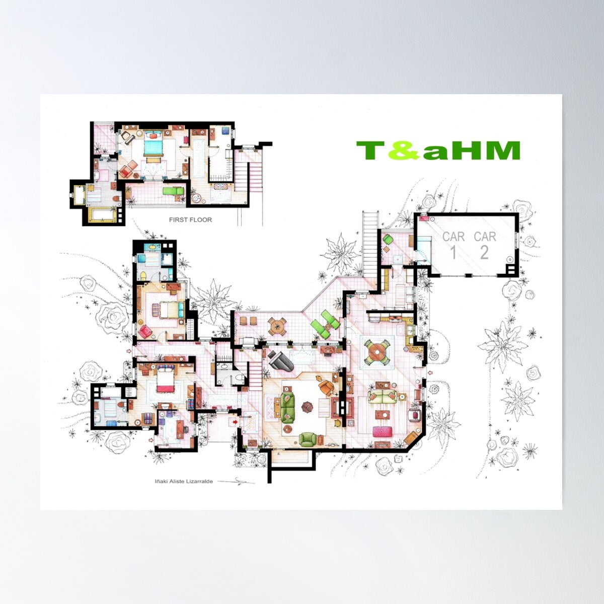 Beach House Of Charlie Harper From T & Ahm Poster Wall Art, Modern Wall ...