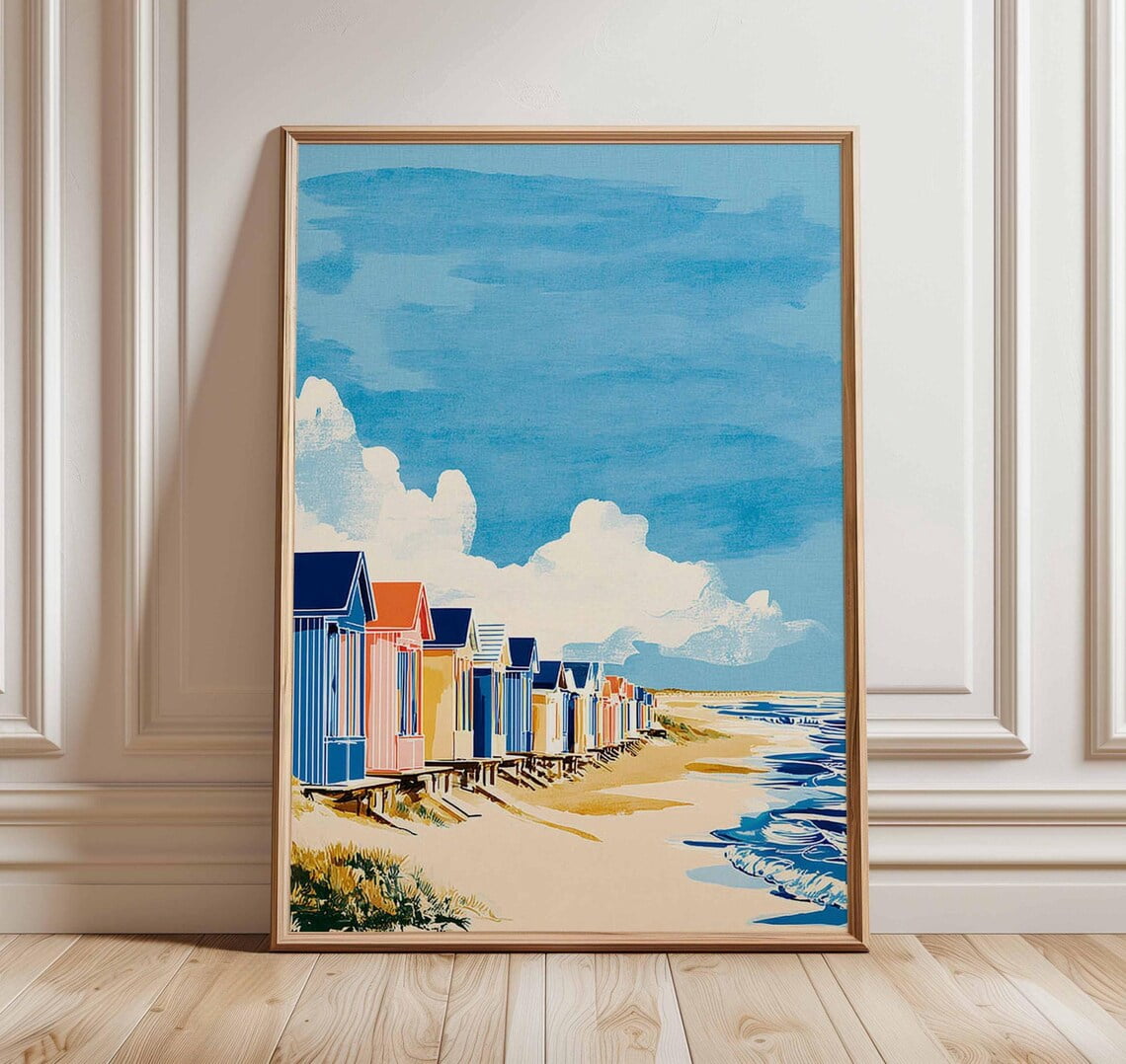 Beach Hut Art Colorful Seaside Decor Coastal Summer Vacation Poster ...