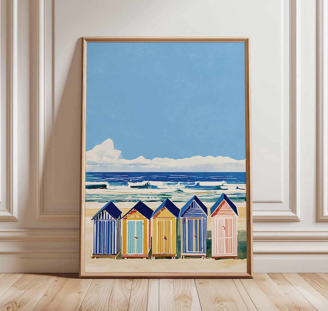 Beach Hut Coastal Art Seaside Wall Decor Summer Vacation House Art ...