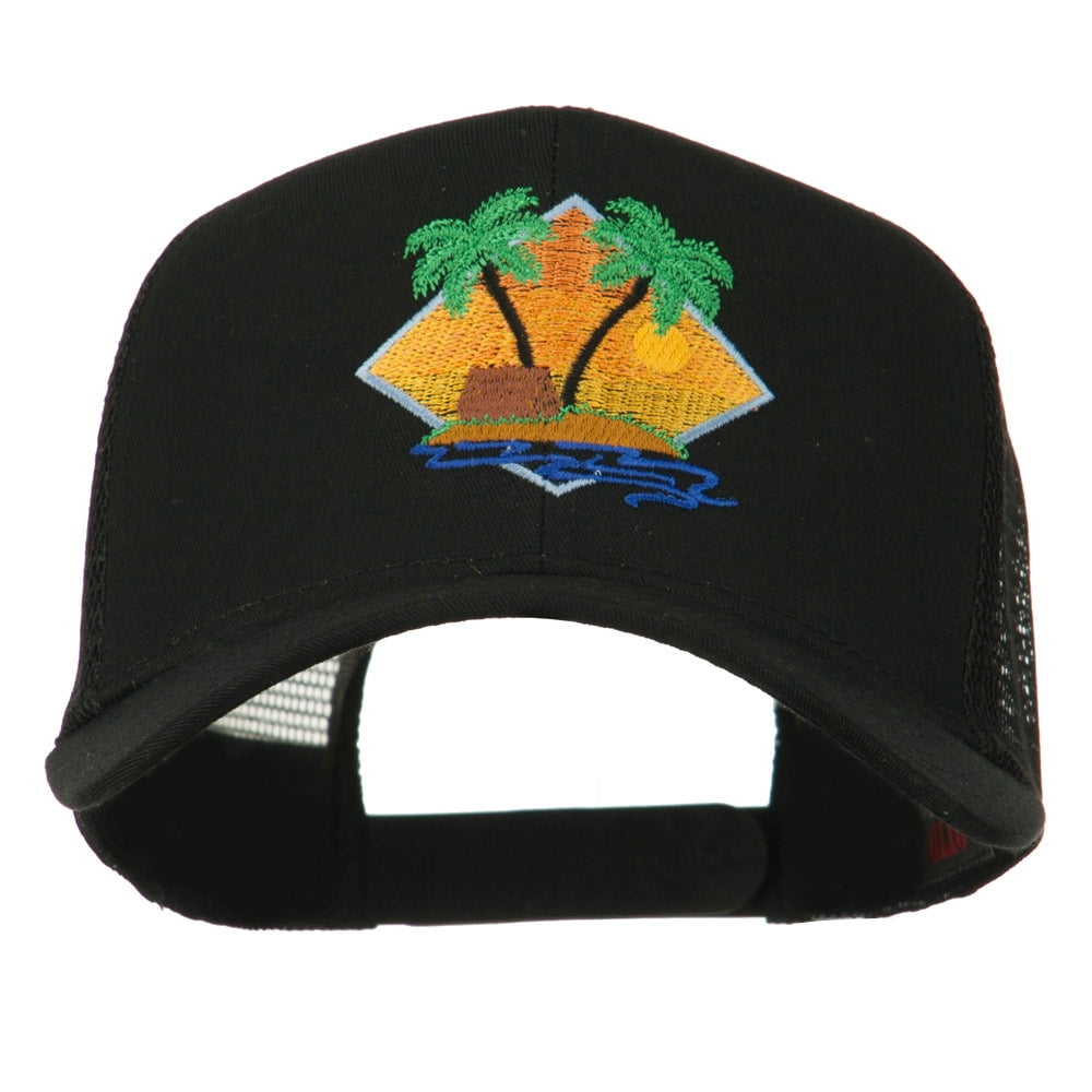 Beach Hut Embroidered Mesh Back Cap - Black OSFM - Walmart.com