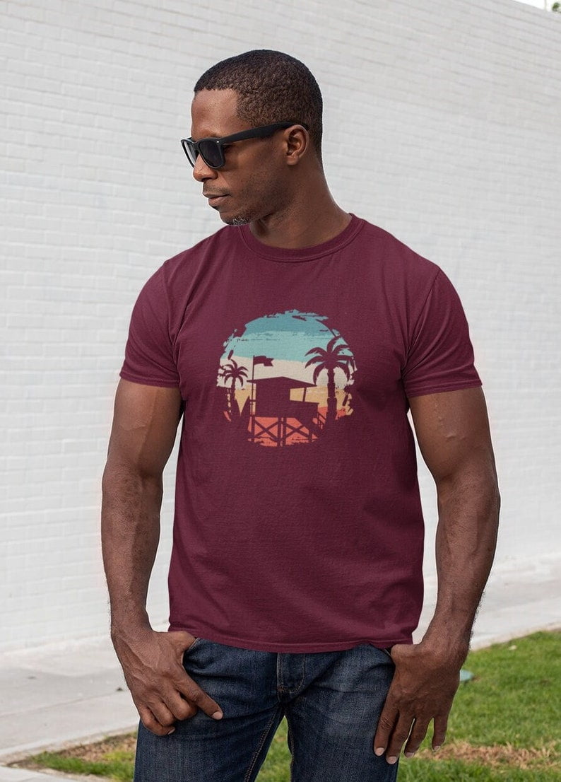 Beach Hut Tropical Palm Tree Vacation Shirt Men Exotic Design - Walmart.com