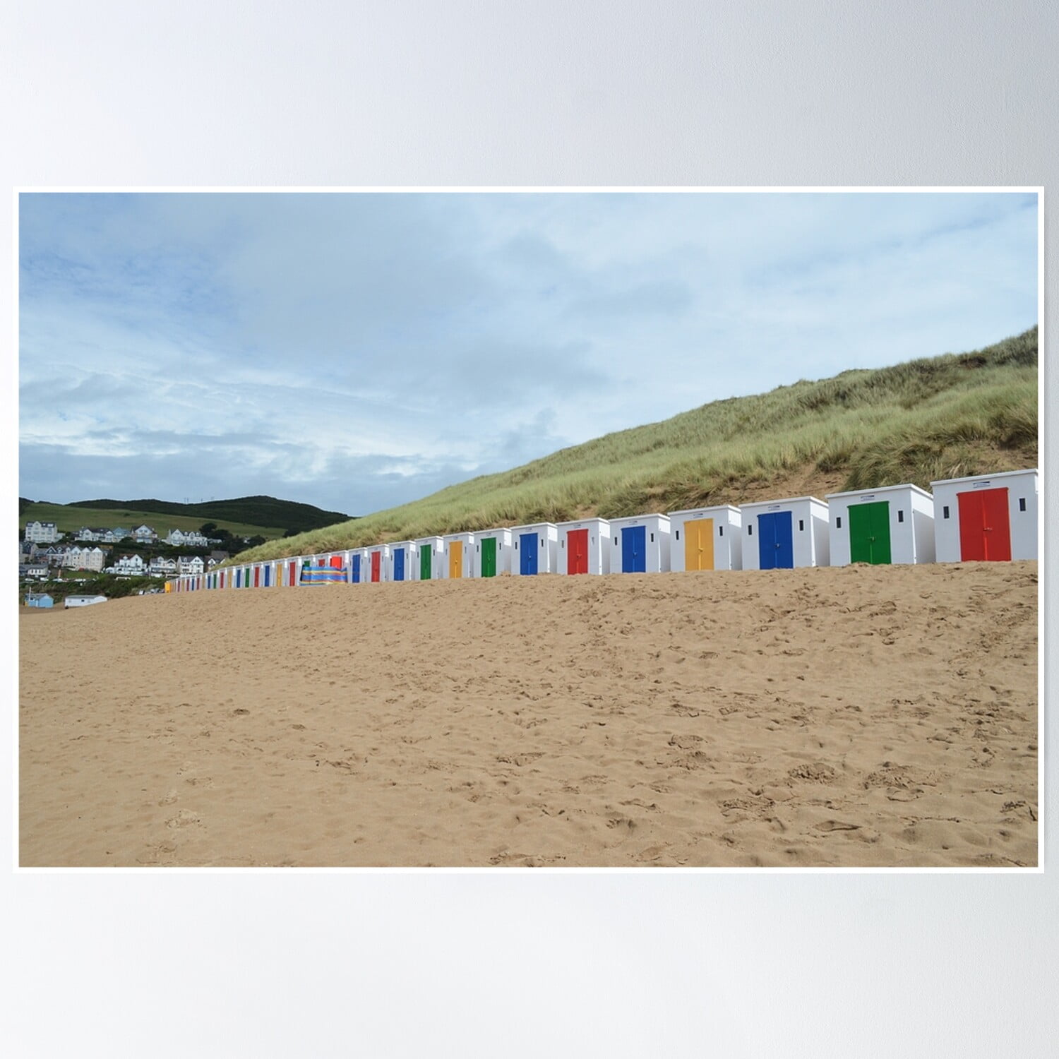 Beach Huts,Woolacombe,North Devon,England Poster Wall Art, Modern Wall Decor, 16x24 UNFRAMED ...