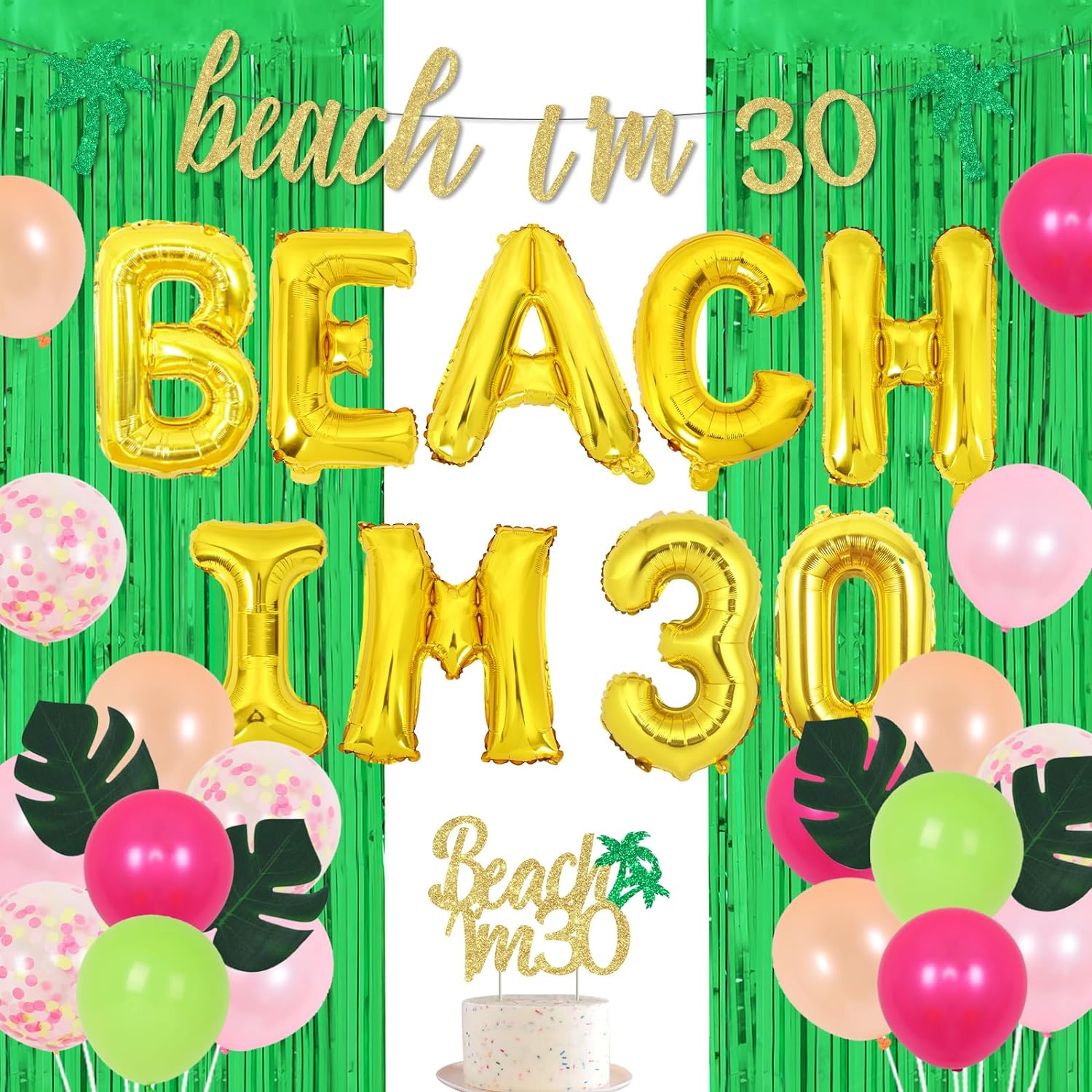 Beach I’m 30 Birthday Decorations, Summer Tropical Aloha 30th Birthday ...