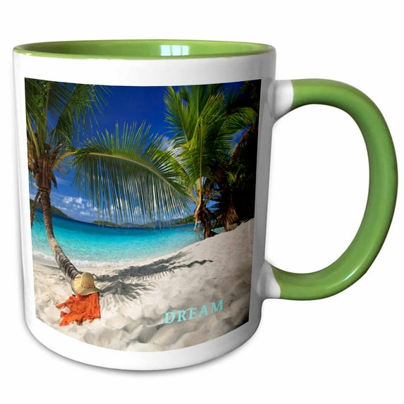 3drose, Beach in Paradise, 15oz Two-tone Green Mug - Walmart.com