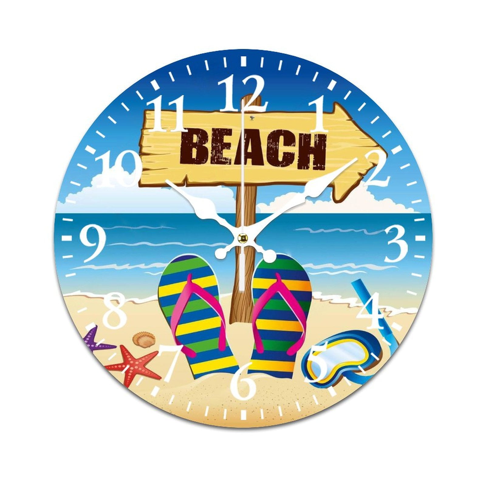 Beach Indication Slippers Wall Clock Modern Design Clocks Wall Hanging ...