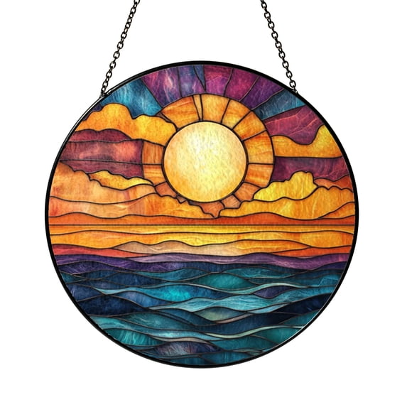 Beach Inspired Stained Glass Suncatcher for Window Decor, Coastal ...