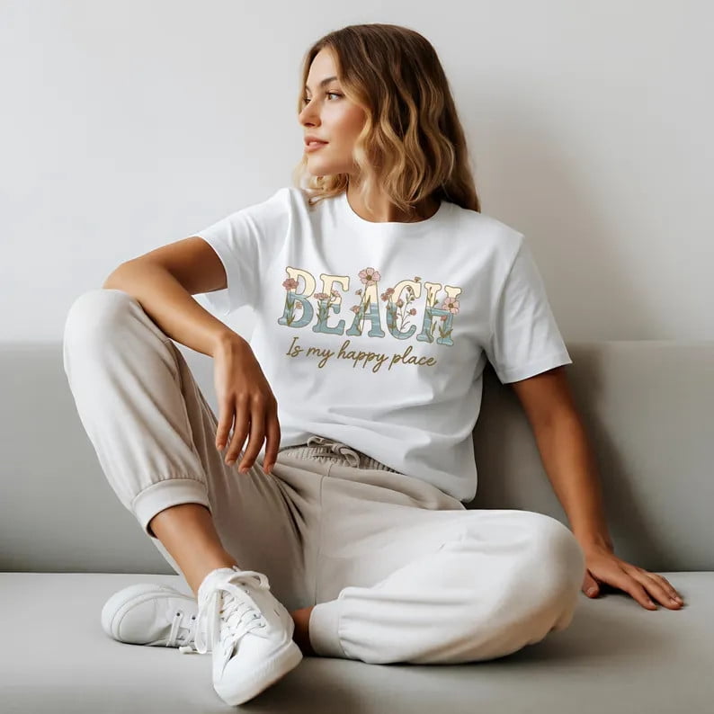 Beach Is My Happy Place Coastal T-Shirt - Walmart.com