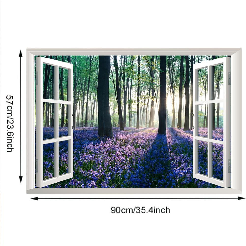 Beach Island 3D Fake Window Landscape Wall Sticker Living Room Bedroom ...