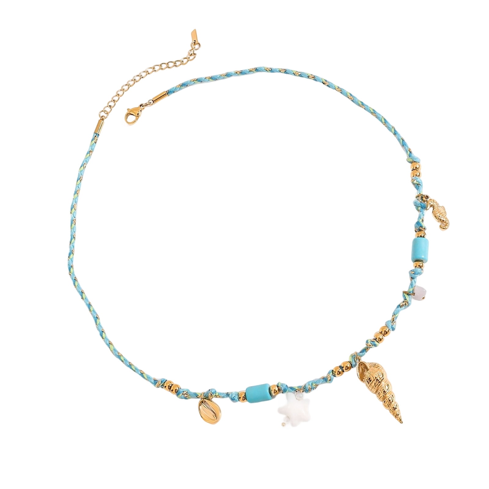 Bohemian Fish Pendant Adjustable Braided Cord Necklace Jewelry Gold ...