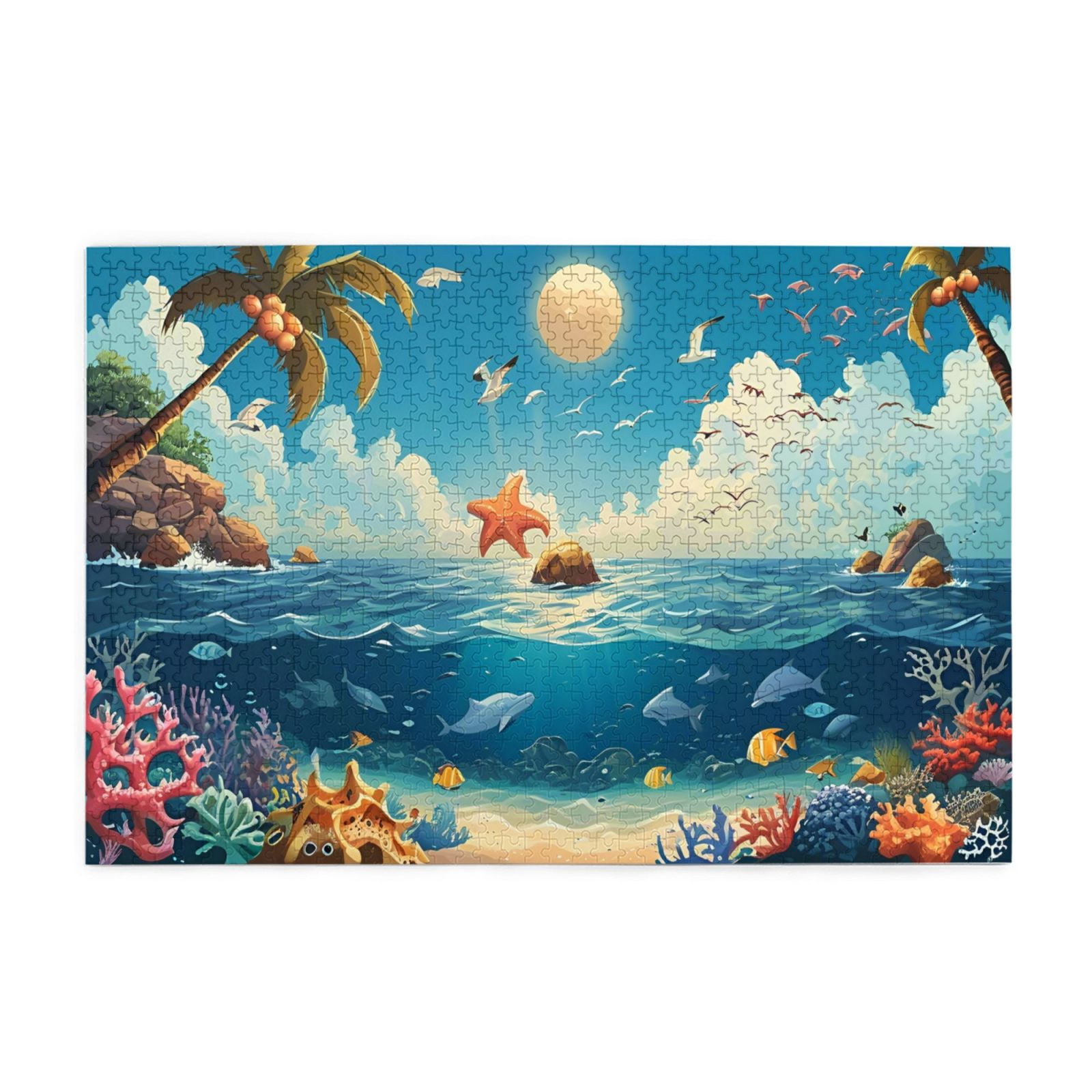 Beach Jigsaw Puzzles 1000 Pieces for Adults -Sea World Wooden Picture ...