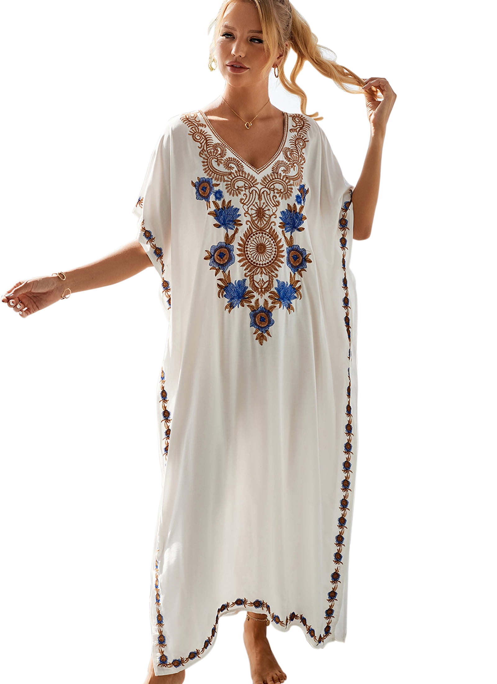 Beach Kaftan Dresses for Women Plus Size Caftan Loungewear Mexican ...