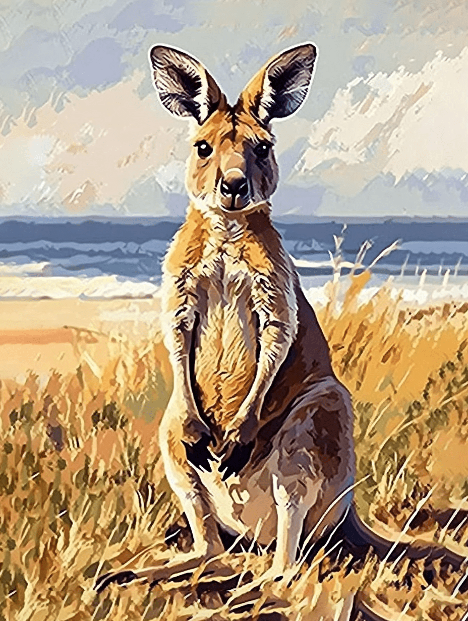 Beach Kangaroo Canvas Wall Art， Perfect for Living Room， Bedroom ...