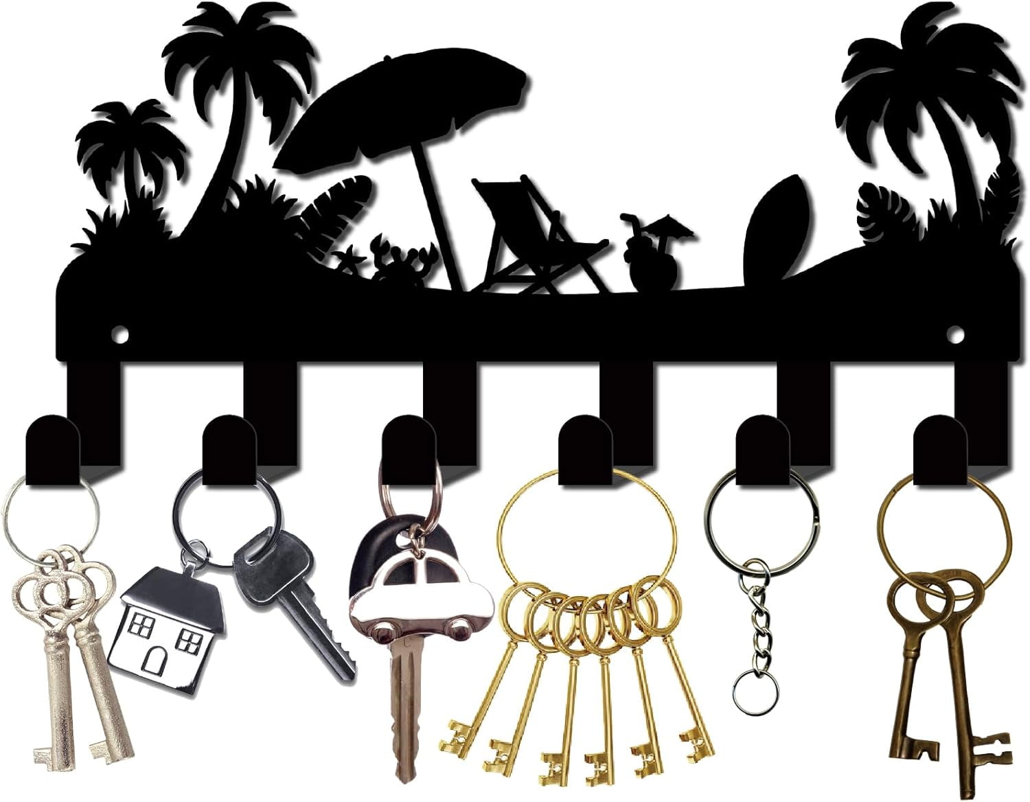 Beach Key Hanger Metal Key Holder for Wall Mounted Decorative with 6 ...