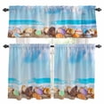 Beach Kitchen Curtains Set for Windows, Shell Conch Starfish Colorful ...