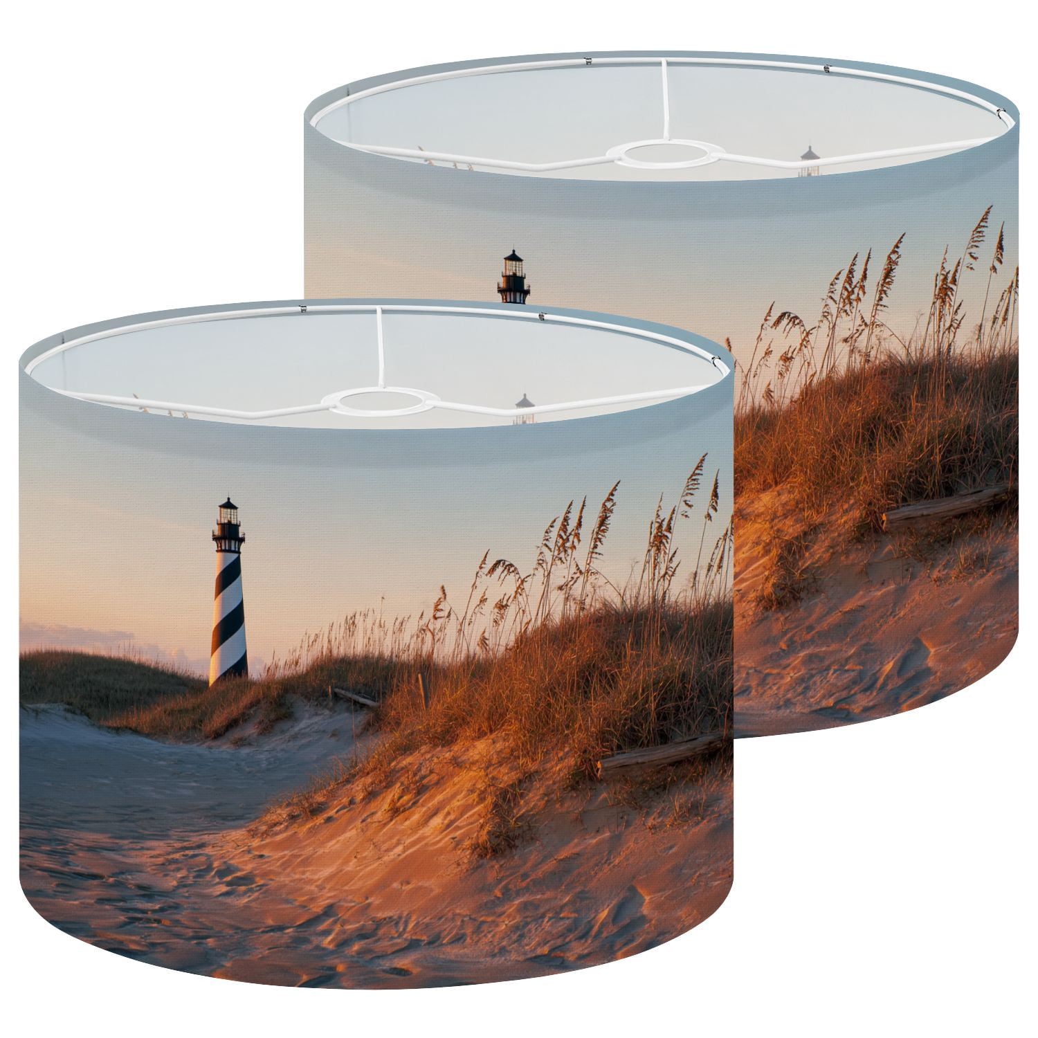 Beach Lampshades 2 Pack Cape Hatteras Lighthouse Outer Banks 13"x13"x10 ...