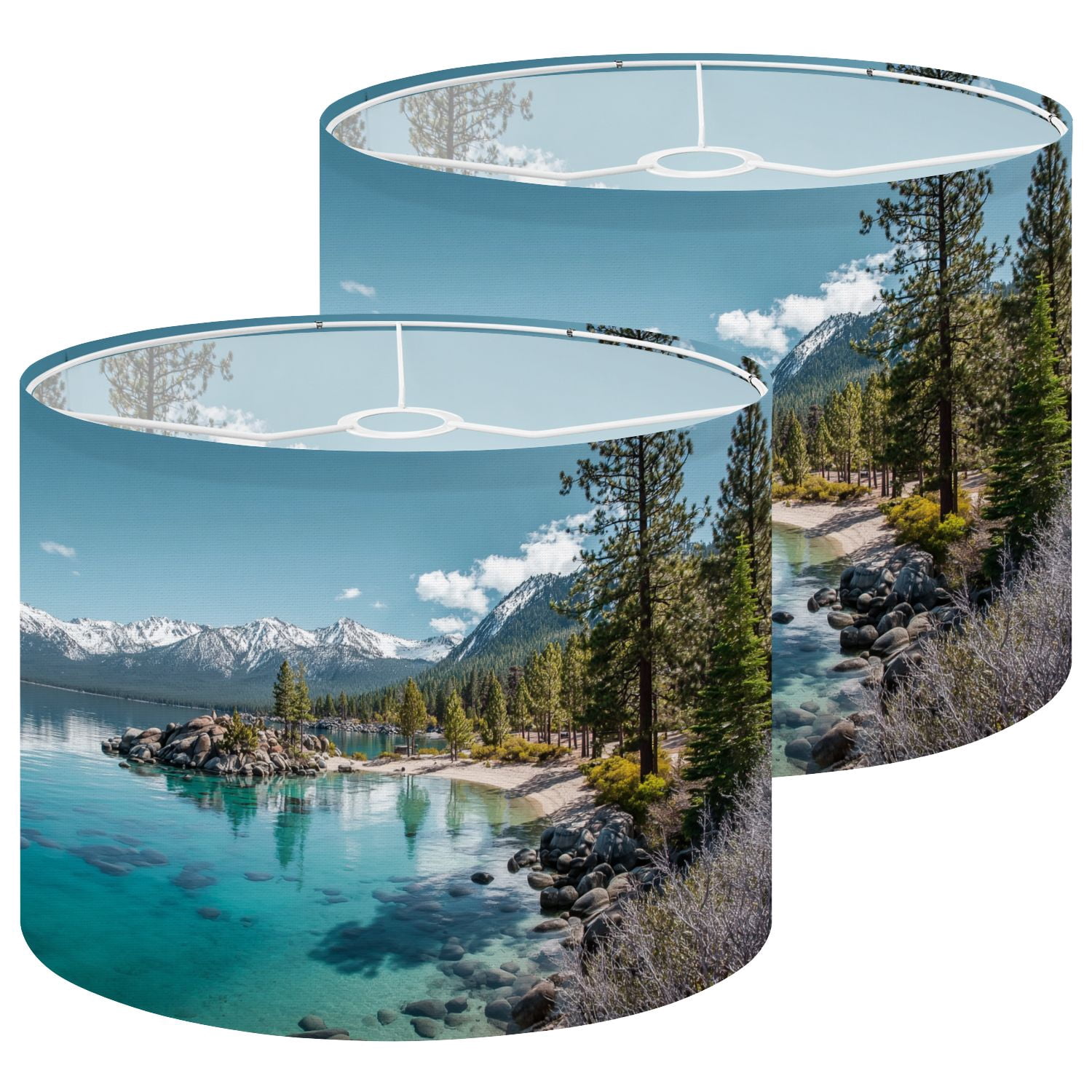 Beach Lampshades 2 Pack Lake Tahoe Cove 13"x13"x10" Light Shade for ...