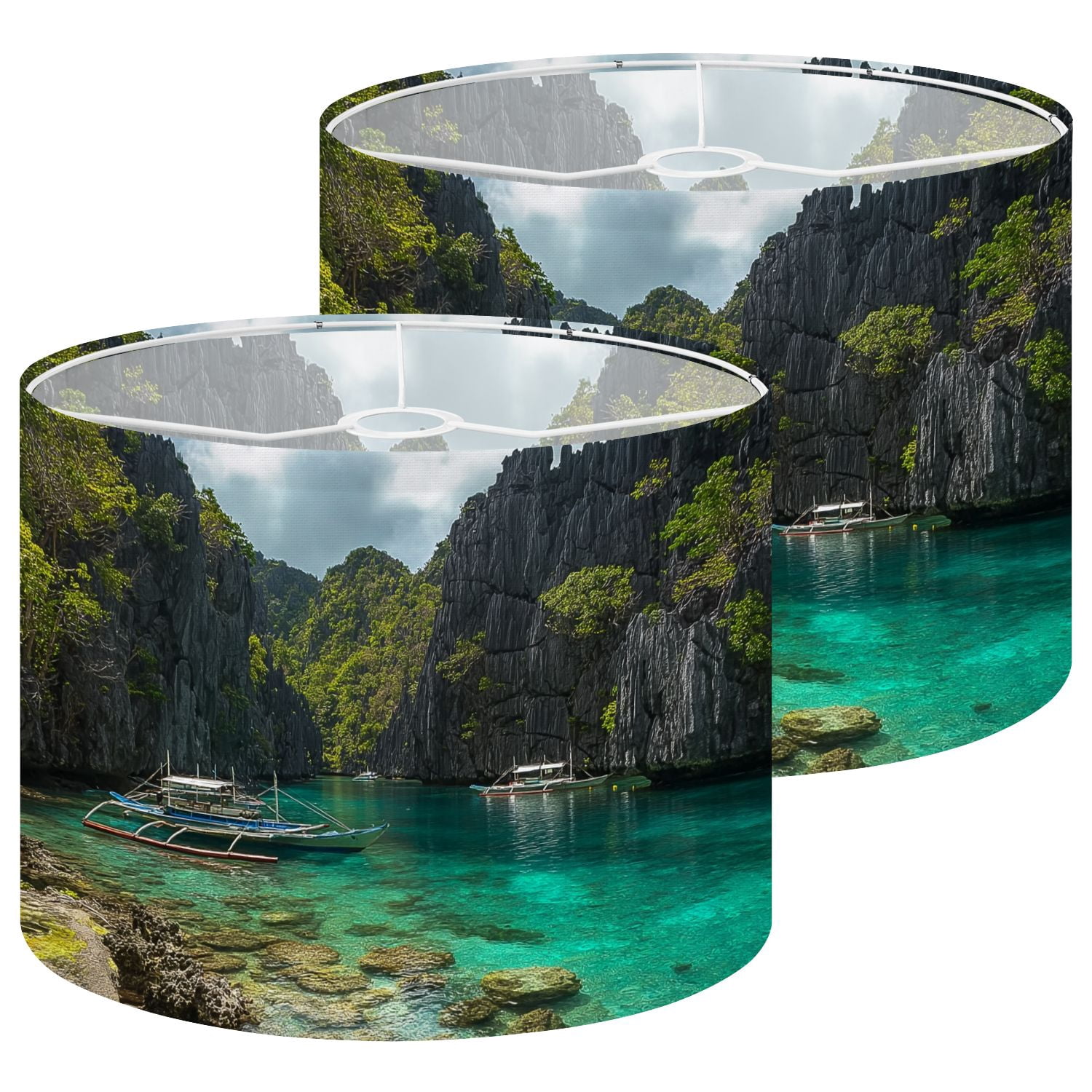 Beach Lampshades 2 Pack Philippine boats lagoon Island Palawan ...