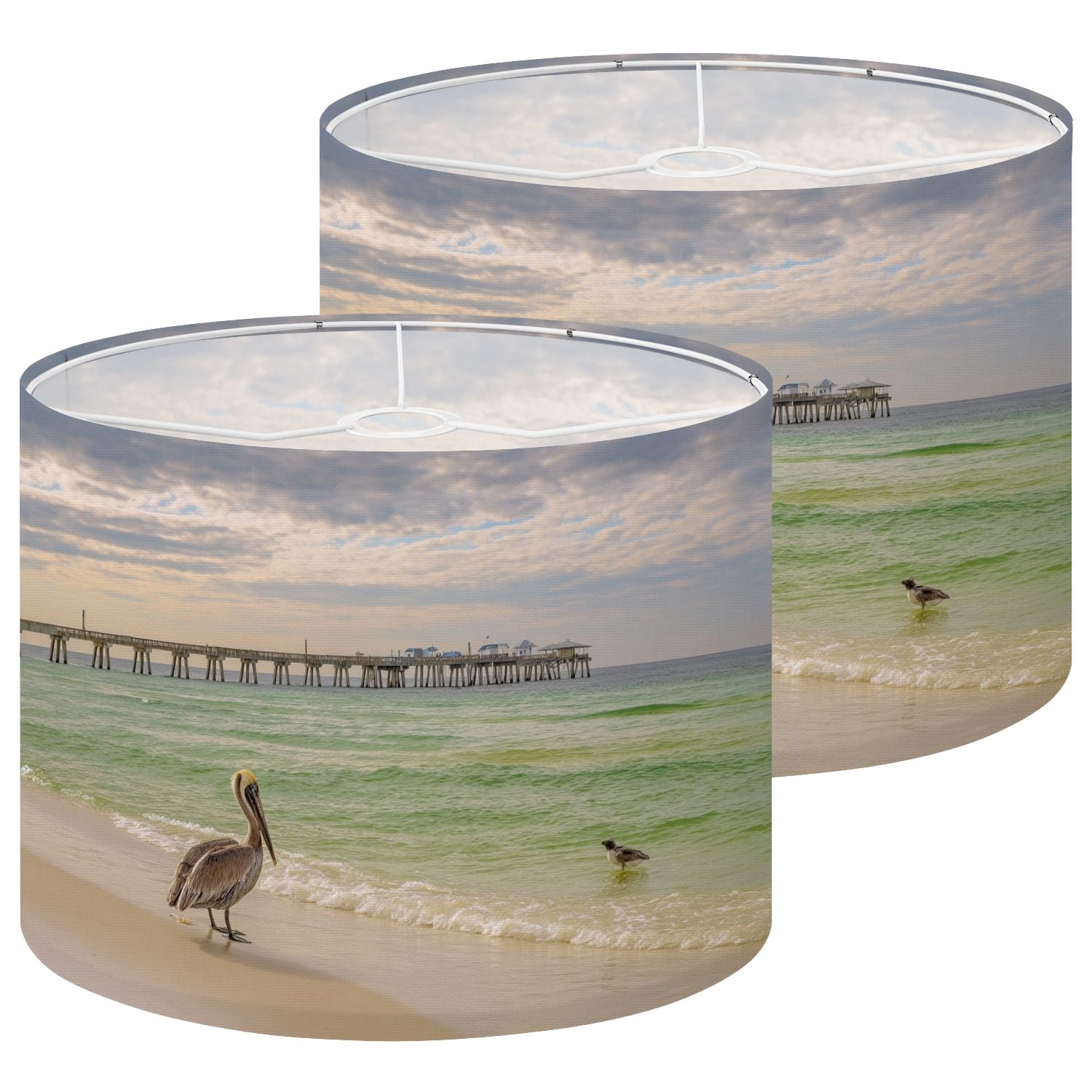 Beach Lampshades 2 Pack Soft morning light gulf beach Floridas Emerald ...