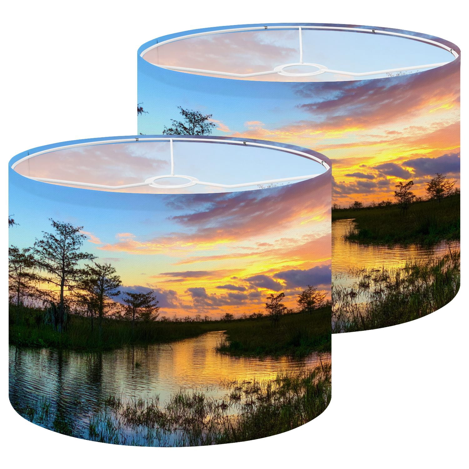 Beach Lampshades 2 Pack sunset swamps Florida Everglades 13"x13"x10 ...