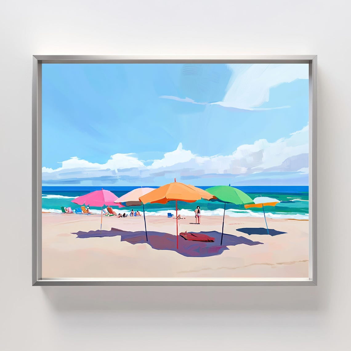 Beach Landscape Painting Vibrant Coastal Wall Art Colorful Seaside ...