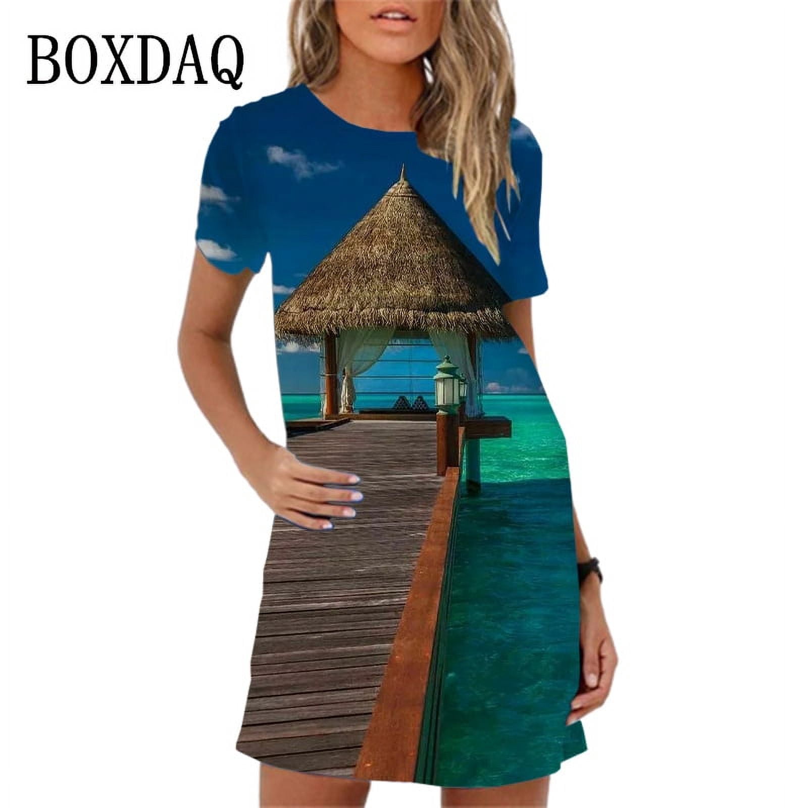 Beach Landscape Pattern Women Dress 3D Print Summer Mini Dress ...
