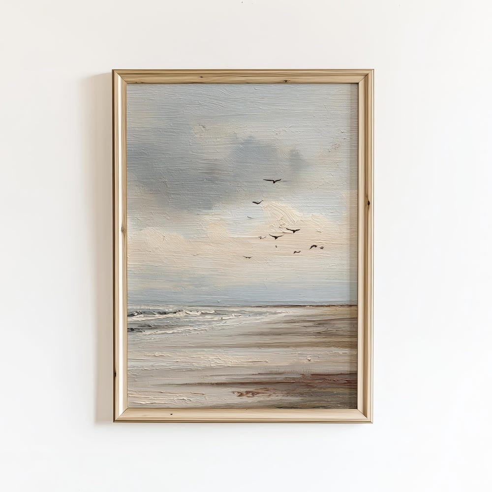 Beach Landscape Poster Vintage Summer Print Seaside Art Painting Retro ...