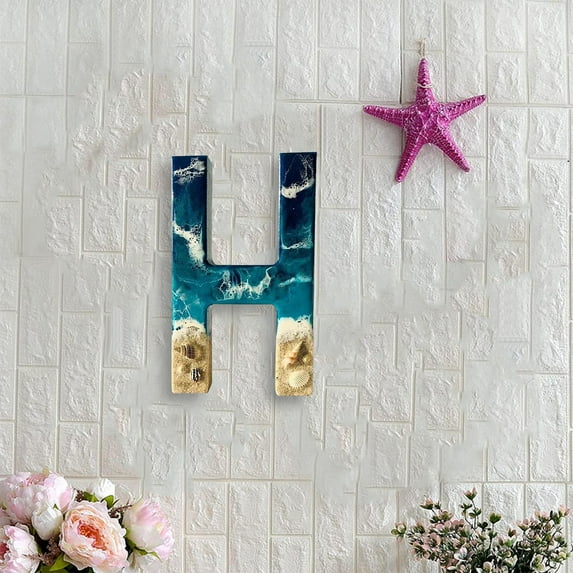 Beach Letters Decor, Beach Style Standing Resin Letters for Wall, Blue ...
