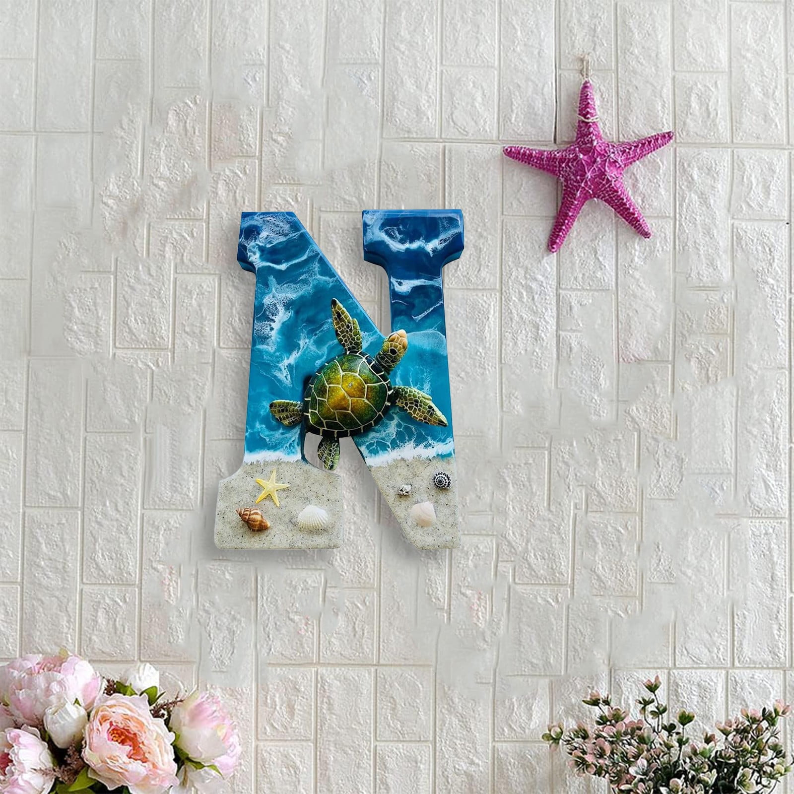 Beach Letters Decor, Beach Style Standing Resin Letters for Wall, Blue ...