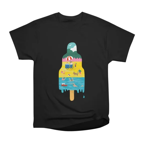 Beach Life Cute Beach scene on a dripping Ice Lolly T-Shirt Tee Gift ...