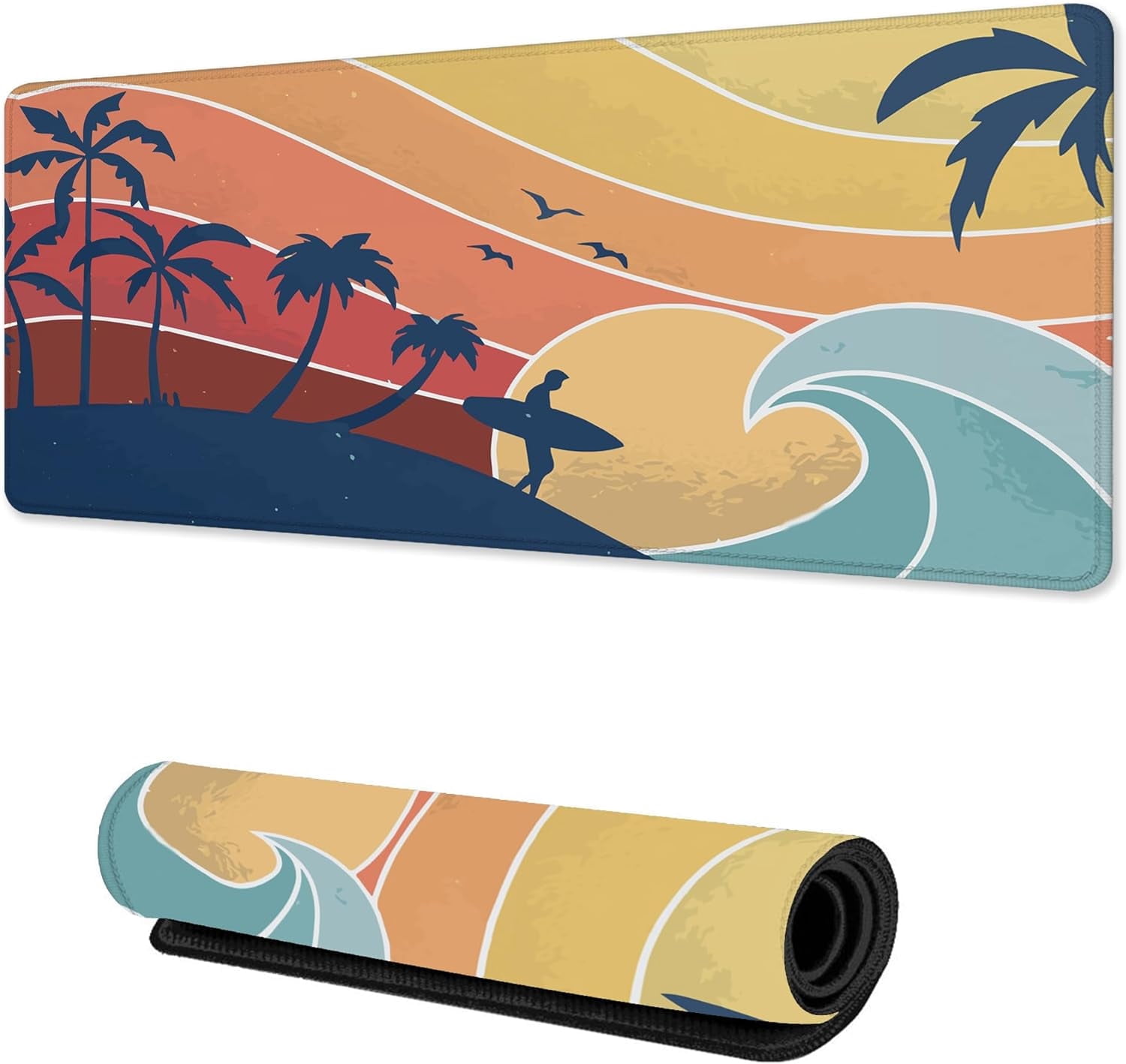 Beach Life Gaming Mouse Pad,Tropical Palm and Sunset Desk Mat Anti-Slip ...