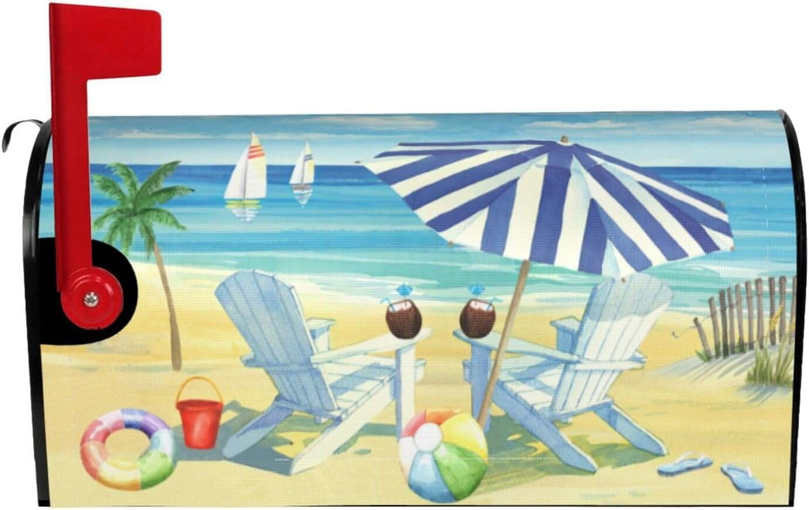 Beach Life Mailbox Covers, Standard Size Nautical Magnetic Mailbox ...
